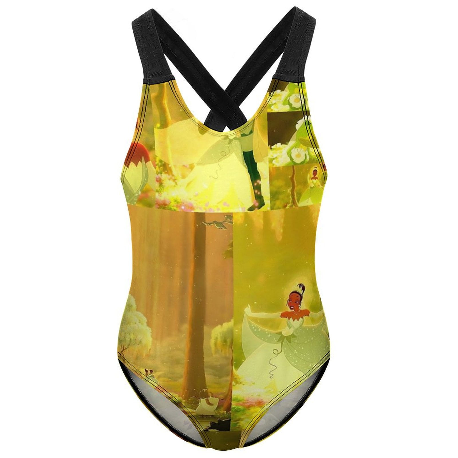 Girls Princess Fro-g One Piece Swimsuits Bathing Suits Cross Back ...