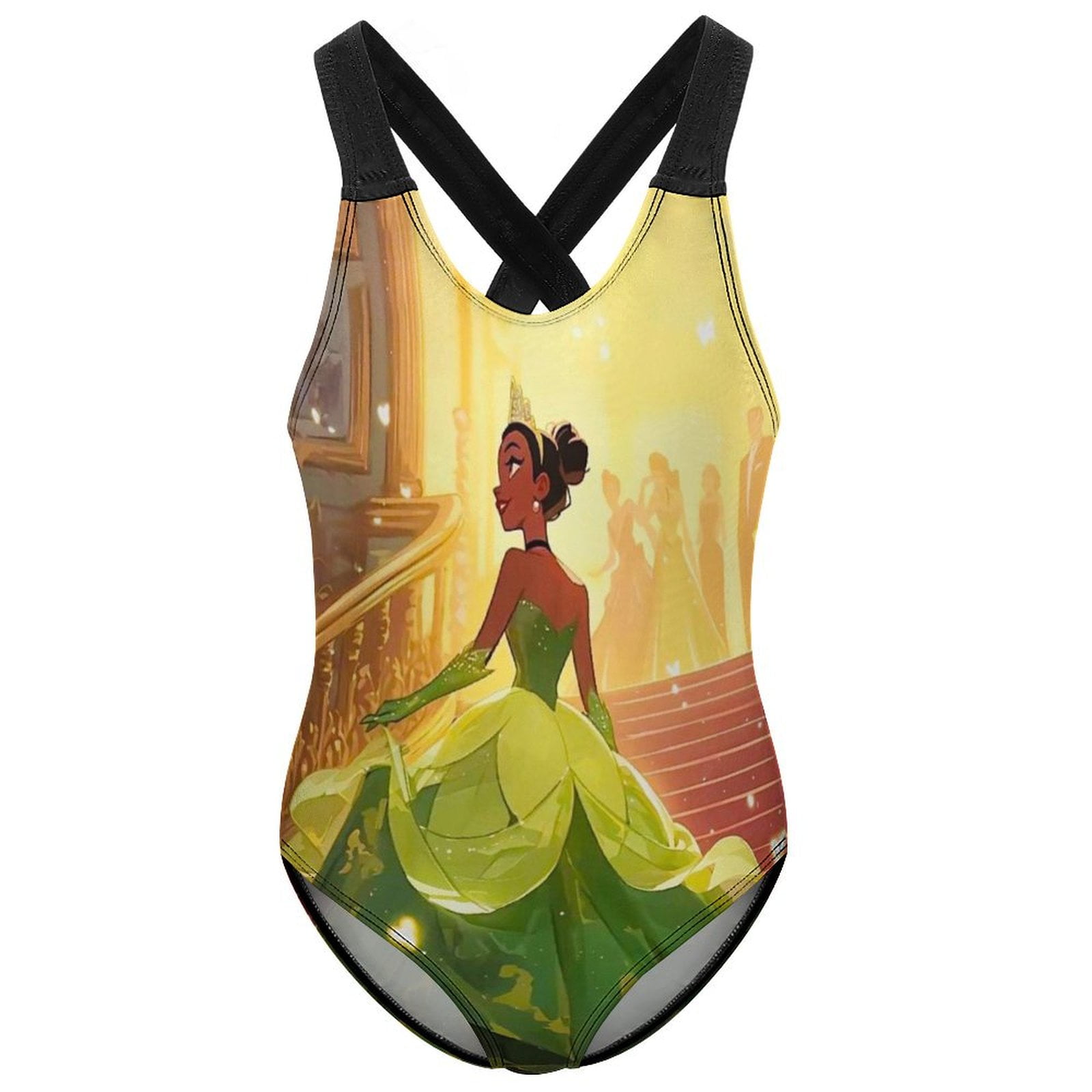 Girls Princess Fro-g One Piece Swimsuits Bathing Suits Cross Back ...