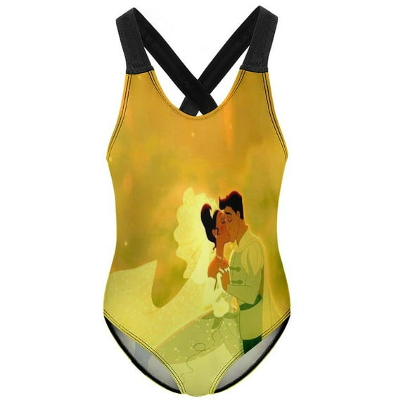 Girls Princess Fro-g One Piece Swimsuits Bathing Suits Cross Back ...