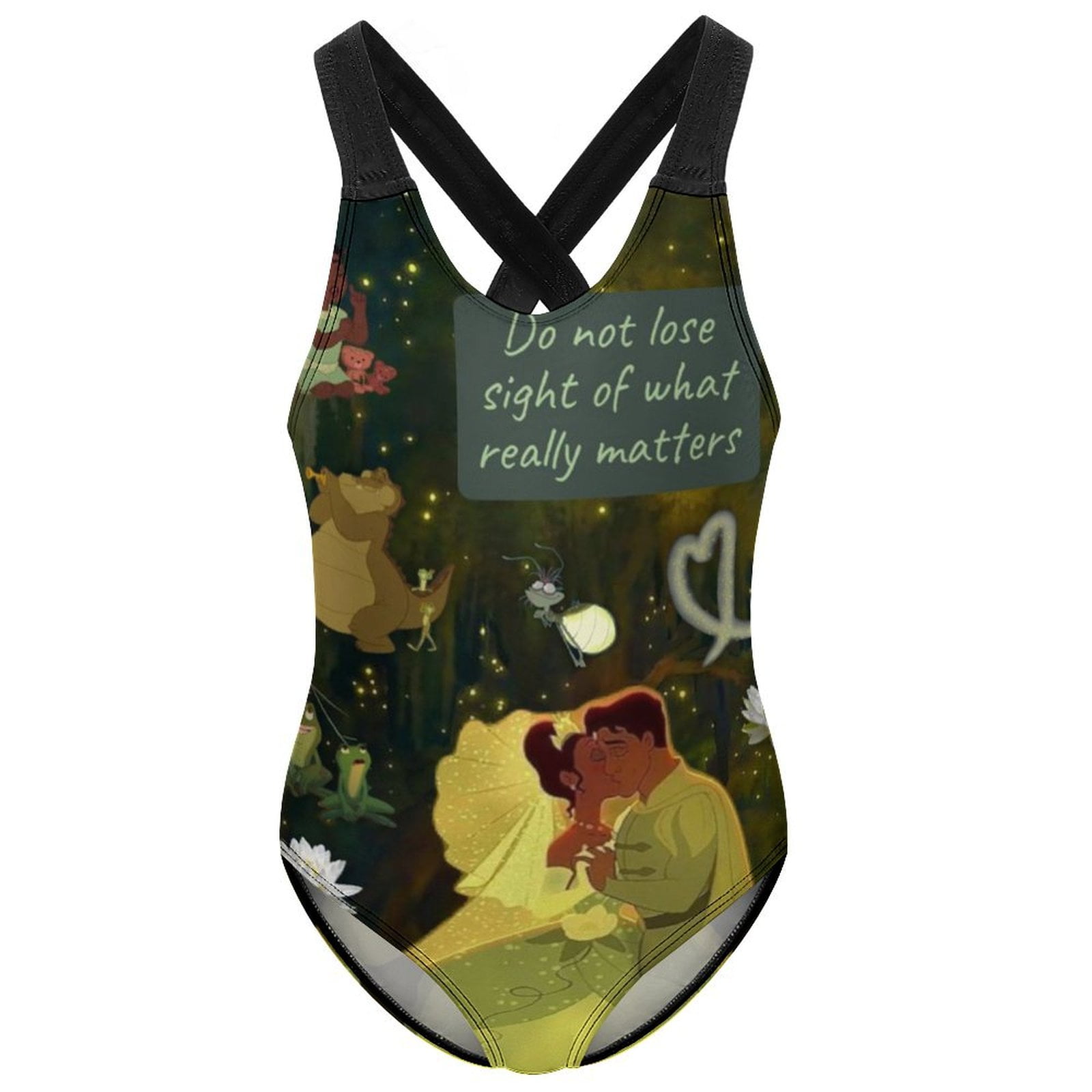 Girls Princess Fro-g One Piece Swimsuits Bathing Suits Cross Back ...