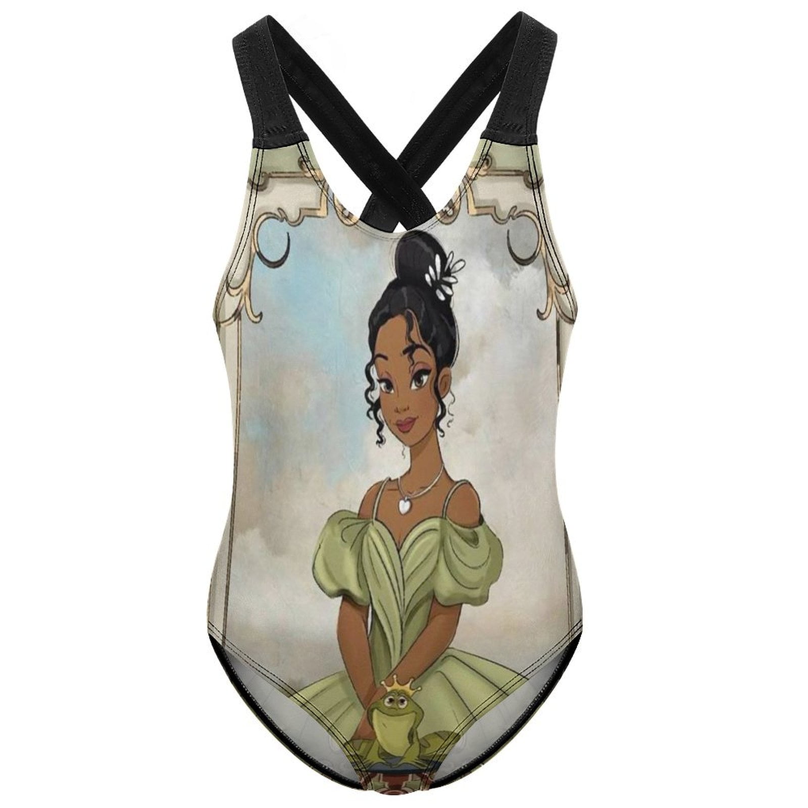 Girls Princess Fro-g One Piece Swimsuits Bathing Suits Cross Back ...