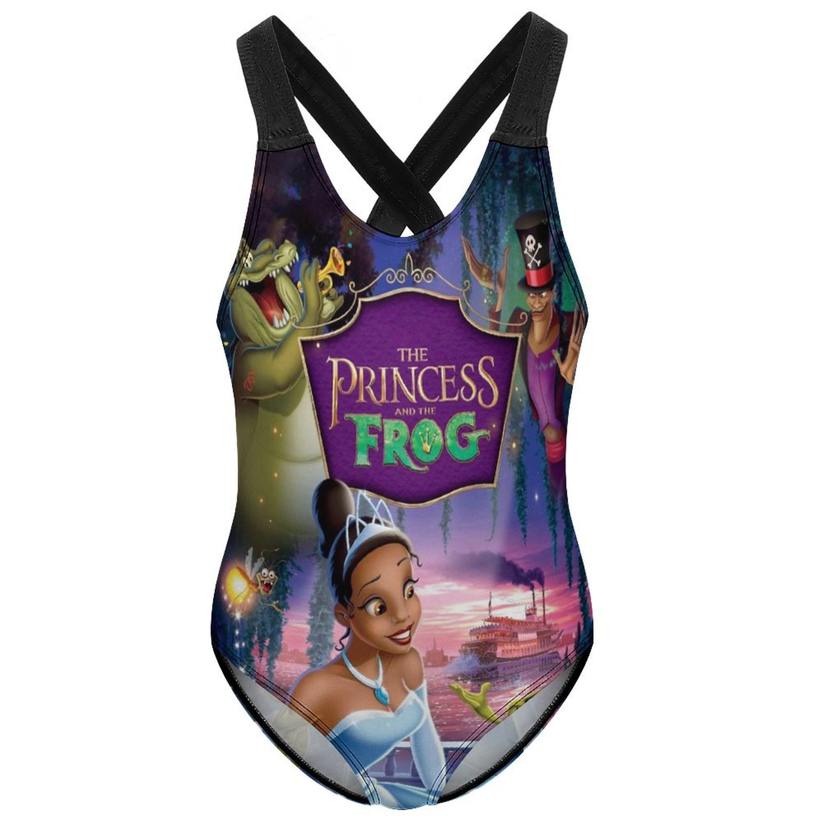 Girls Princess Fro-g One Piece Swimsuits Bathing Suits Cross Back ...