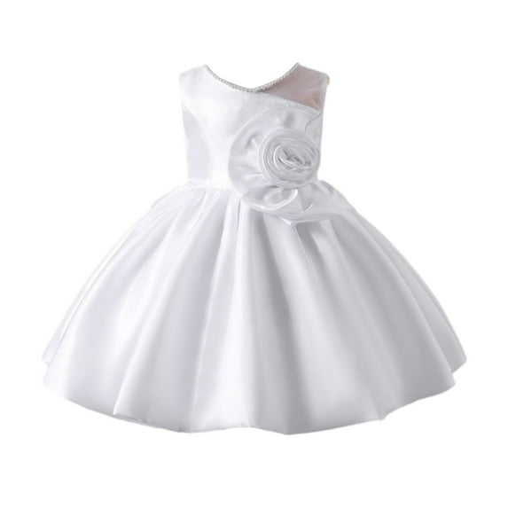 Girls Princess Gown Performance Sleeveless Flower Girl Dress with Satin ...