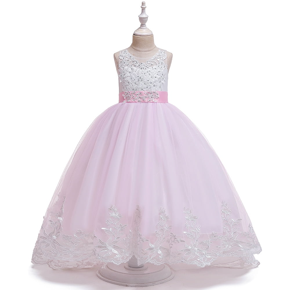 Girls Princess Lilac Pageant Long Dress Kids Tulle Prom Ball Gowns ...