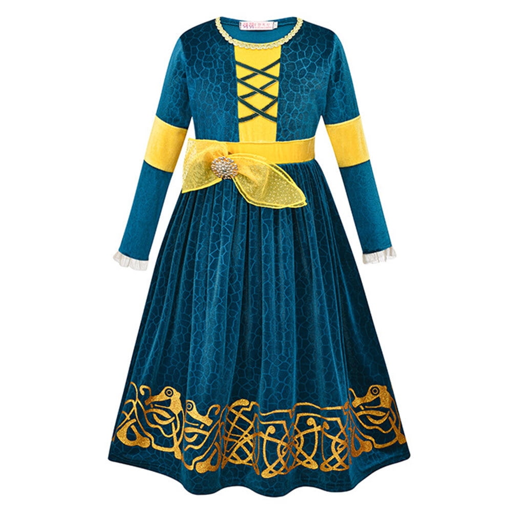 Girls Princess Merida Costume Dress Birthday Halloween Party Dress Up ...