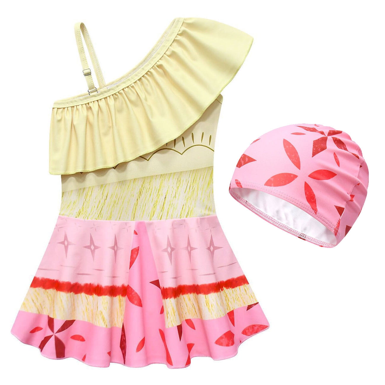 Girls Princess Ocean Adventure Swimsuit with Swimming Cap Outfit ...
