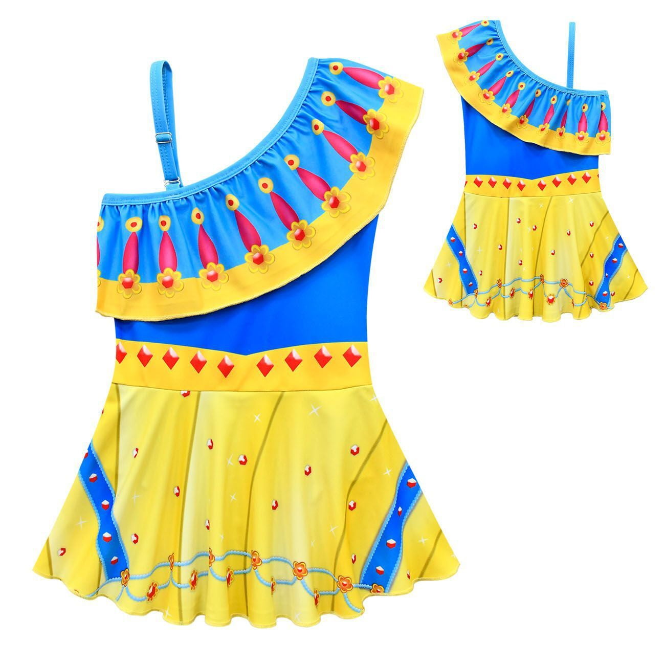 Girls Princess One Piece Bathing Suit, Adjustable One-Shoulder Sling ...