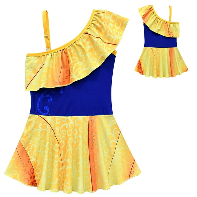Girls Princess One Piece Bathing Suit, Adjustable One-Shoulder Sling ...