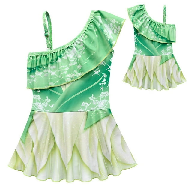 Girls Princess One Piece Bathing Suit, Adjustable One-Shoulder Sling ...