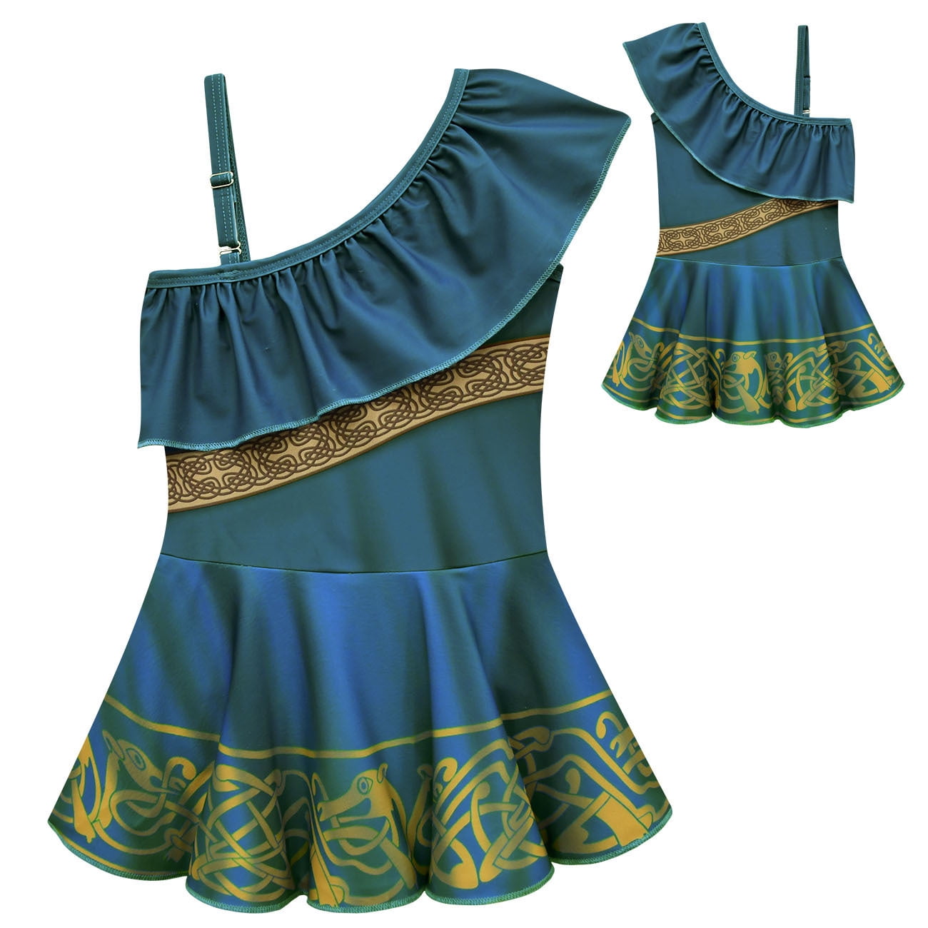 Girls Princess One Piece Bathing Suit, Adjustable One-Shoulder Sling ...