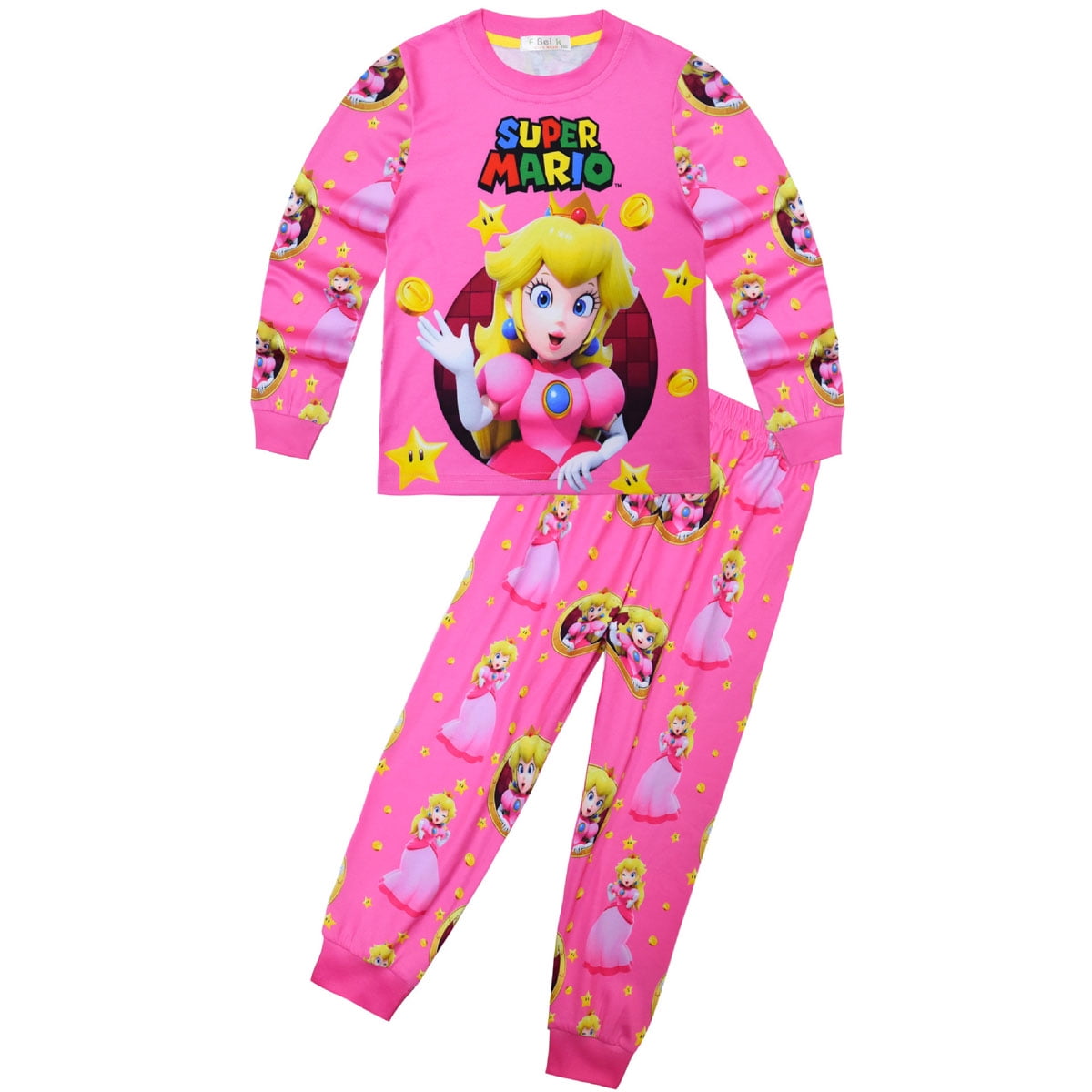 Girls Princess Peach 2-Piece Cartoon Graphics Pyjamas Pjs Outfit ...