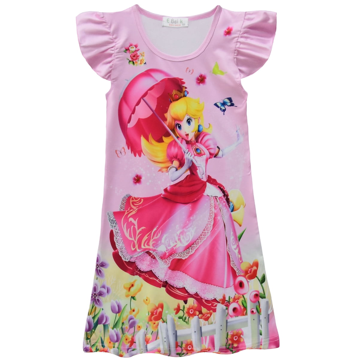 Girls Princess Peach Movie Cartoon Graphic Short Sleeved Fashion ...