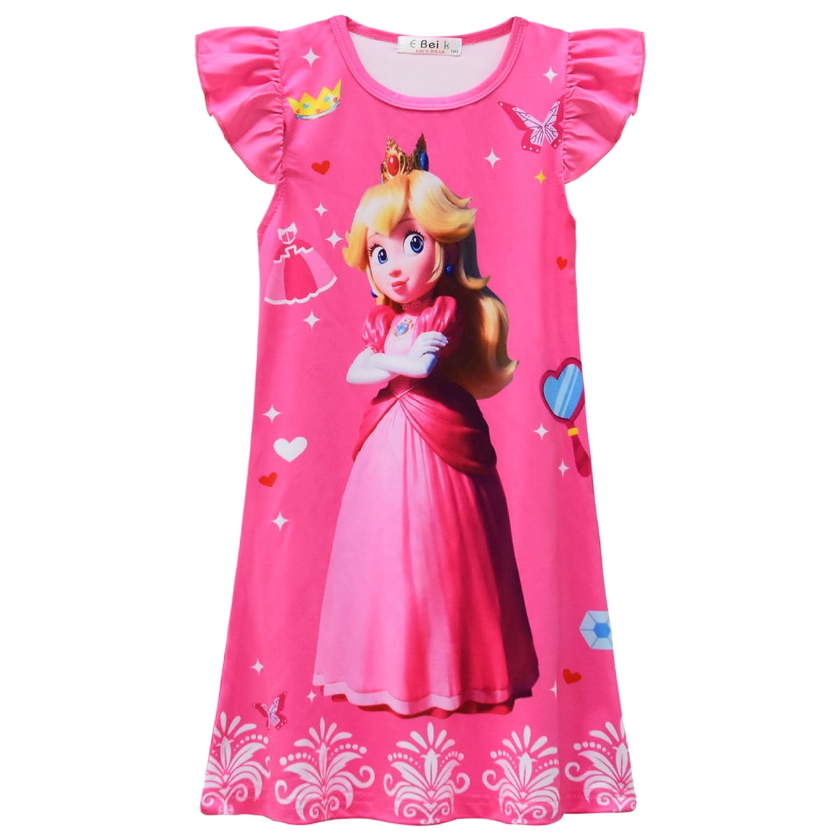 Girls Princess Peach Movie Cartoon Graphic Short Sleeved Fashion ...