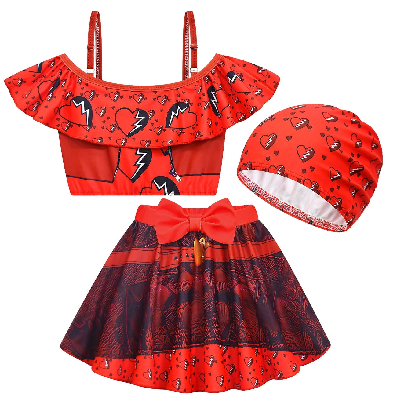 Girls Princess Red Two Piece Swimsuit Bikinis Sets Summer Beach ...