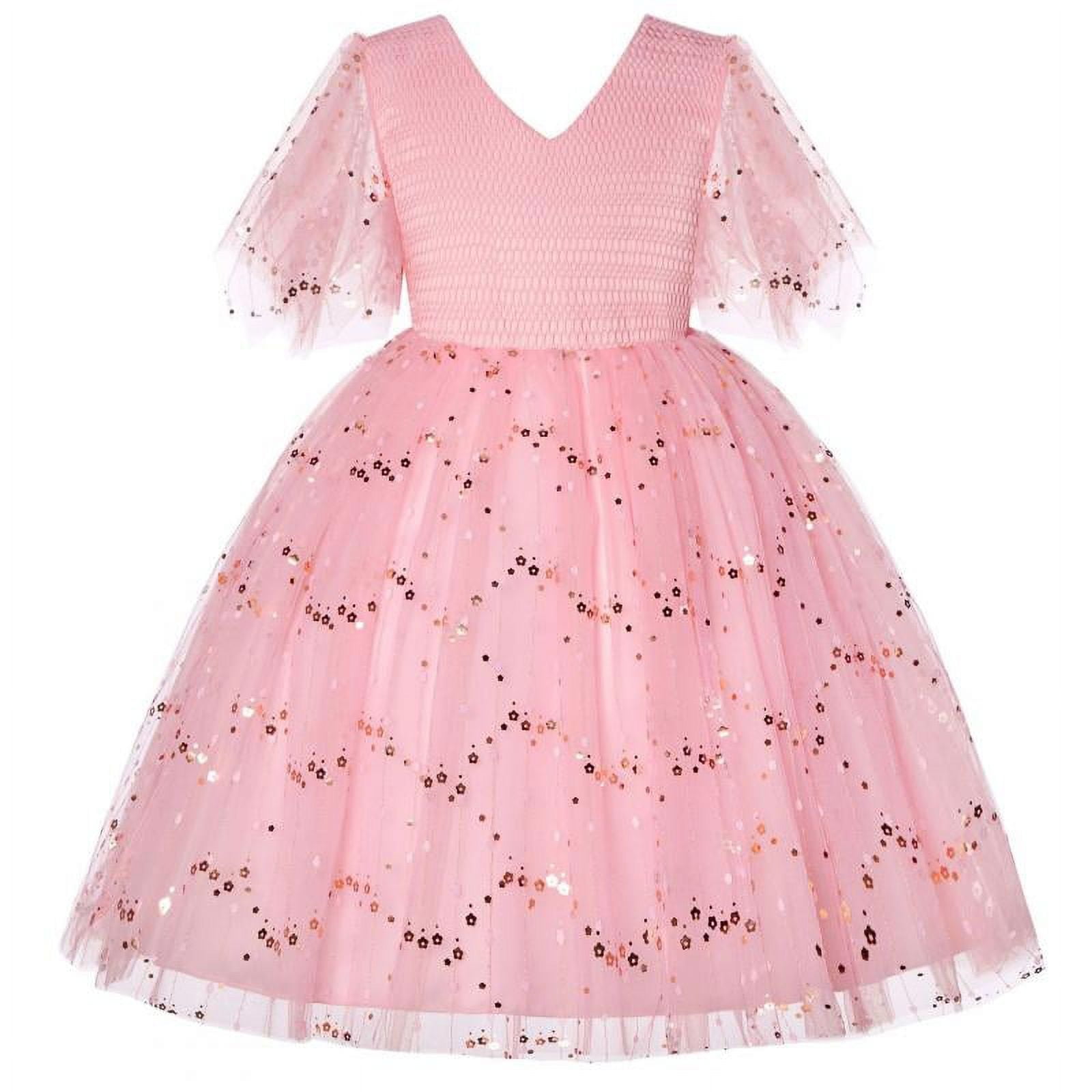 Girls Princess Sequin Tulle Birthday Party Dress Lace Girls Wedding ...