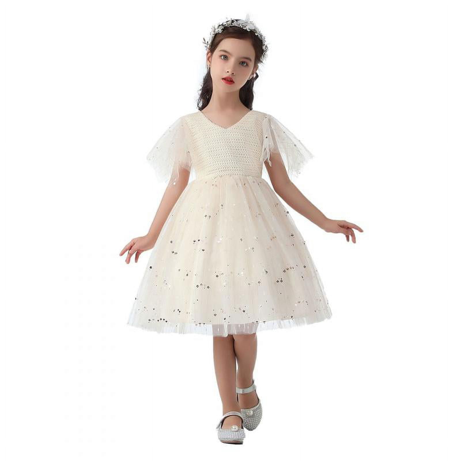 Girls Princess Sequin Tulle Birthday Party Dress Lace Girls Wedding ...