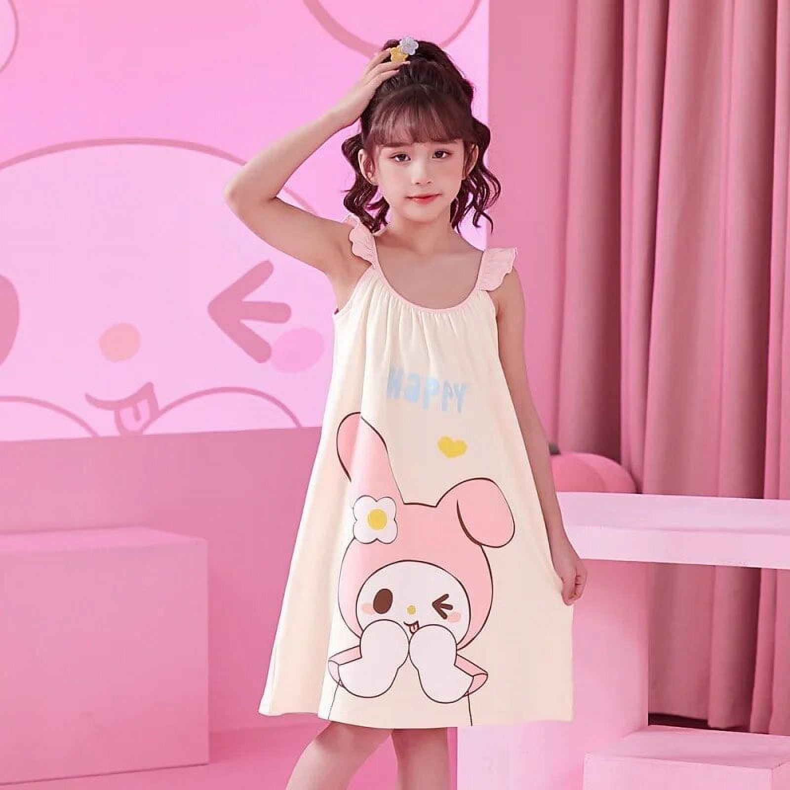 Girls Princess Style Summer Pajamas Combed Cotton Suspender Skirt ...