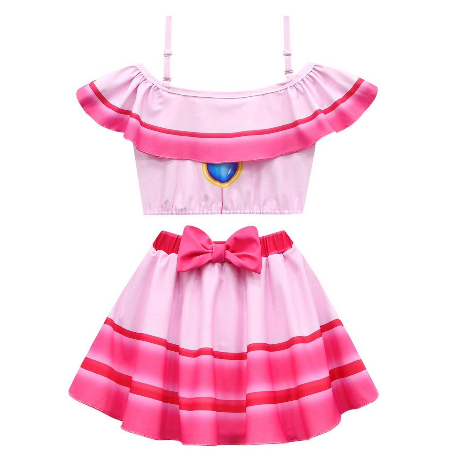 PHENAS Princess Peach Two-Piece Swimsuit for Girls: Ruffled Tankini and ...