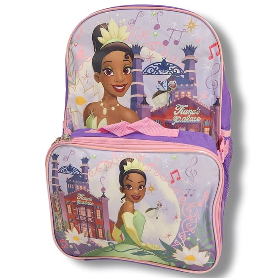 Girls Princess Tiana Full Size 16 Inch Backpack with Detachable Lunch ...