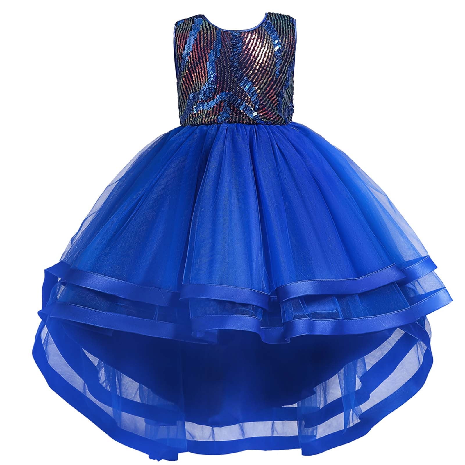 Girls Princess Tutu Dress Sequin Glitter Tulle Dress Layered Bridesmaid ...