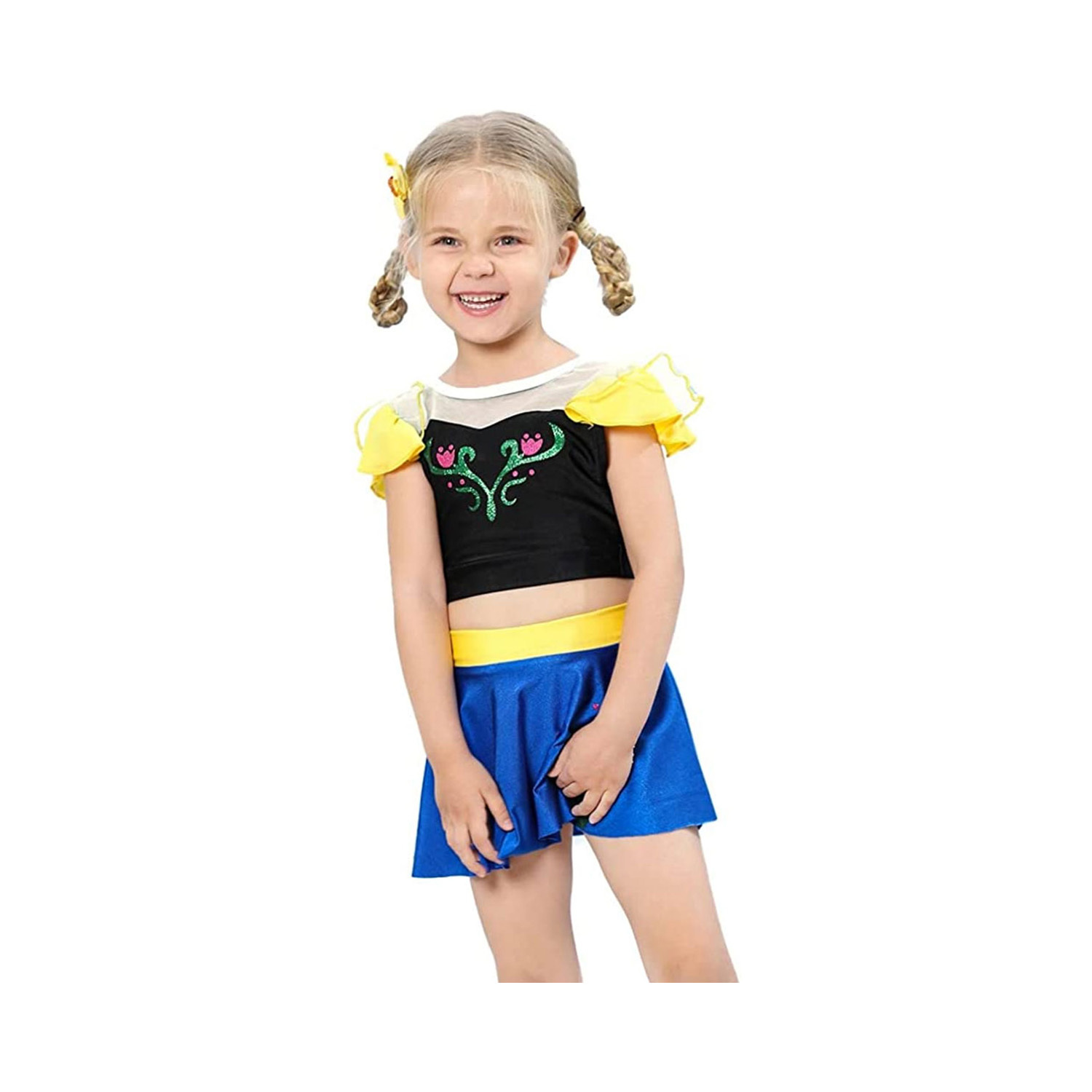 Girls Princess Two Piece Swimsuit Ice Queen Ruffle Bathing Bikini Suit ...