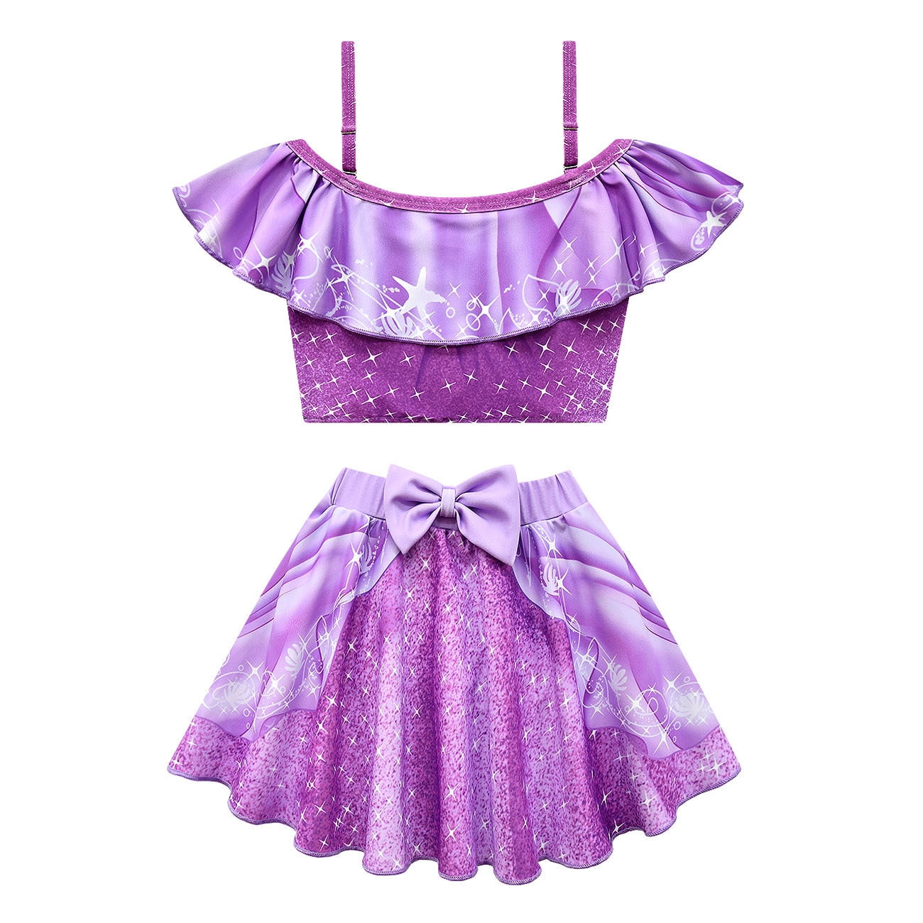 Girls Princess Two-Piece Tankini Swimsuits Ruffles Beach Swimming ...