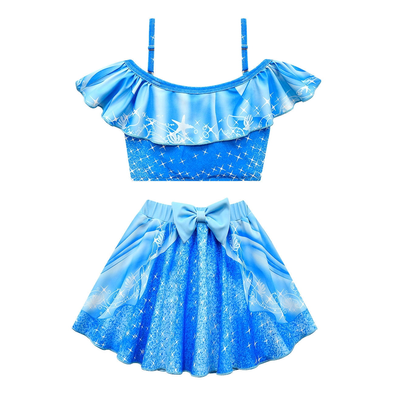 Girls Princess Two-Piece Tankini Swimsuits Ruffles Beach Swimming ...