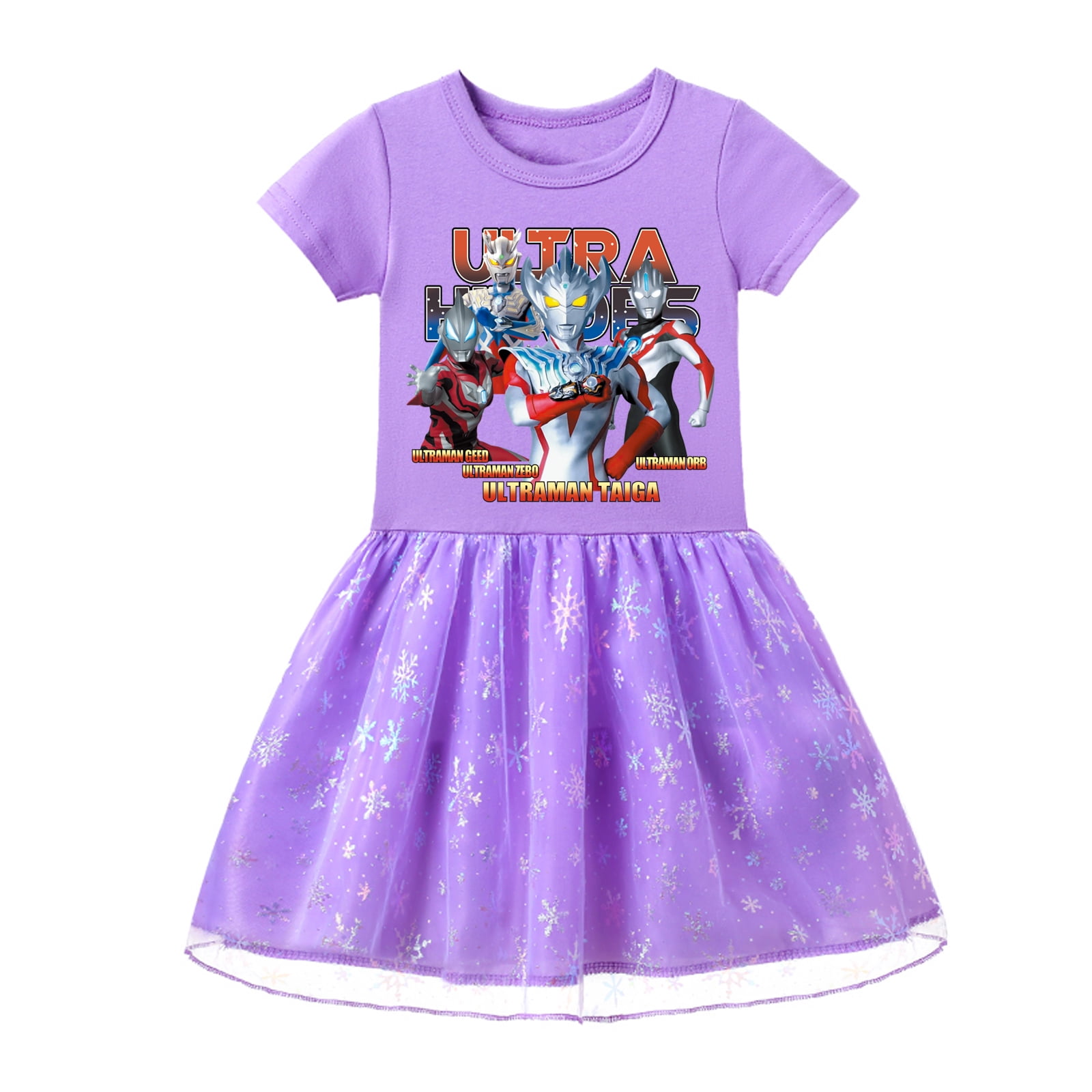 Girls' Princess Ultraman Shiny Cotton Tulle Dress, Short Sleeves and ...