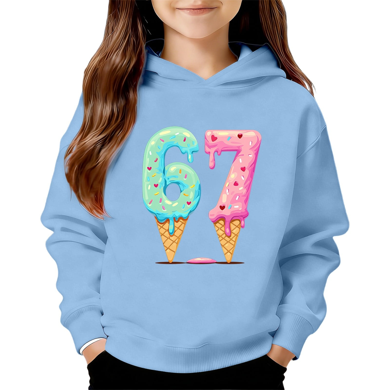 Girls' Printed Pullover Hoodie Soft Sweatshirt With Graphic Design For ...