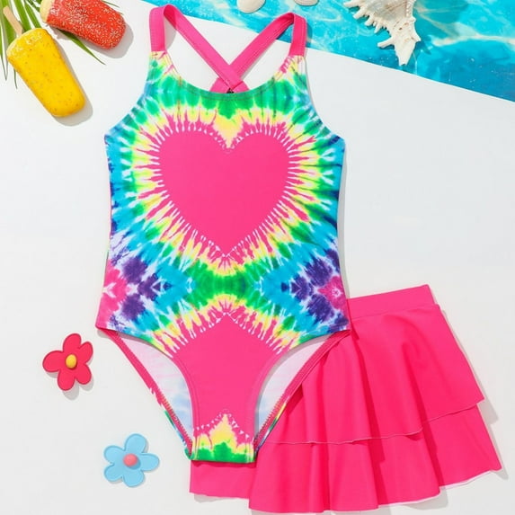 Girls' Printed Rash Guard Sets Bikini Two Piece Rash Guard Sets Bathing ...