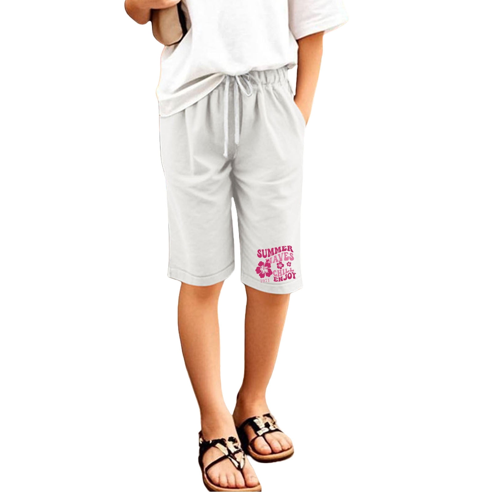 Girls Printed Shorts Elastic Waist Comfortable Casual Beach Everyday ...