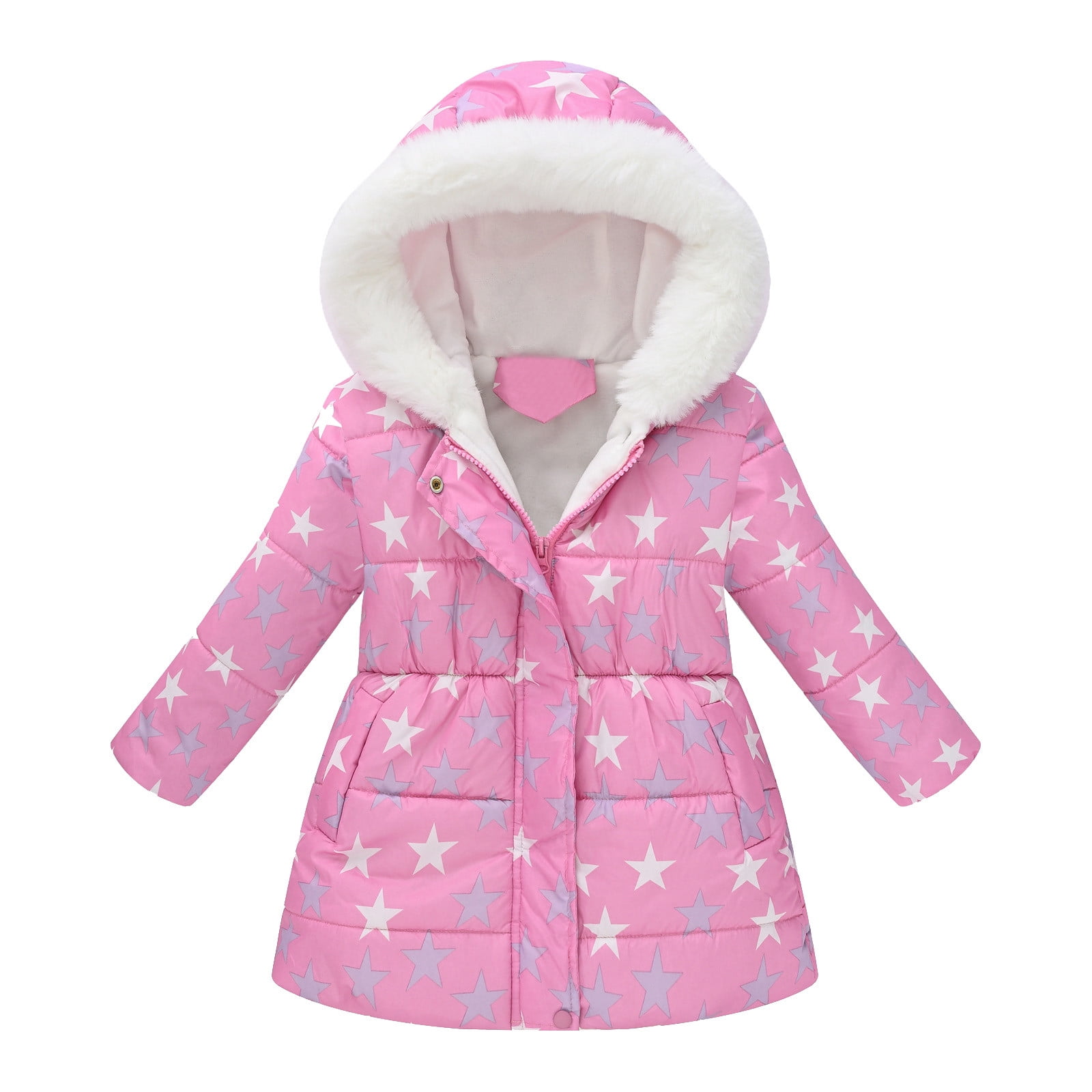 Girls Puffer Jacket Girl Winter Coat with Pocket Zipper Winter Hoodies ...
