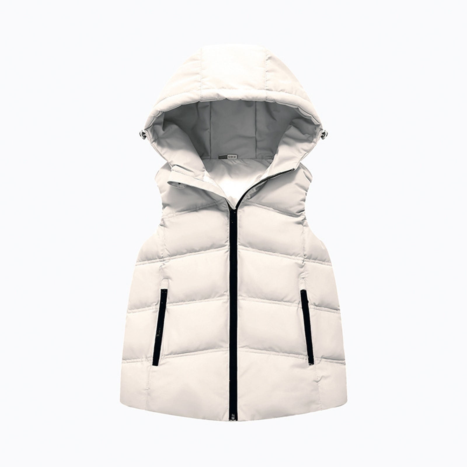 Girls Puffer Vest Hooded Jacket White Puffer Vest Full-Zip Sleeveless ...