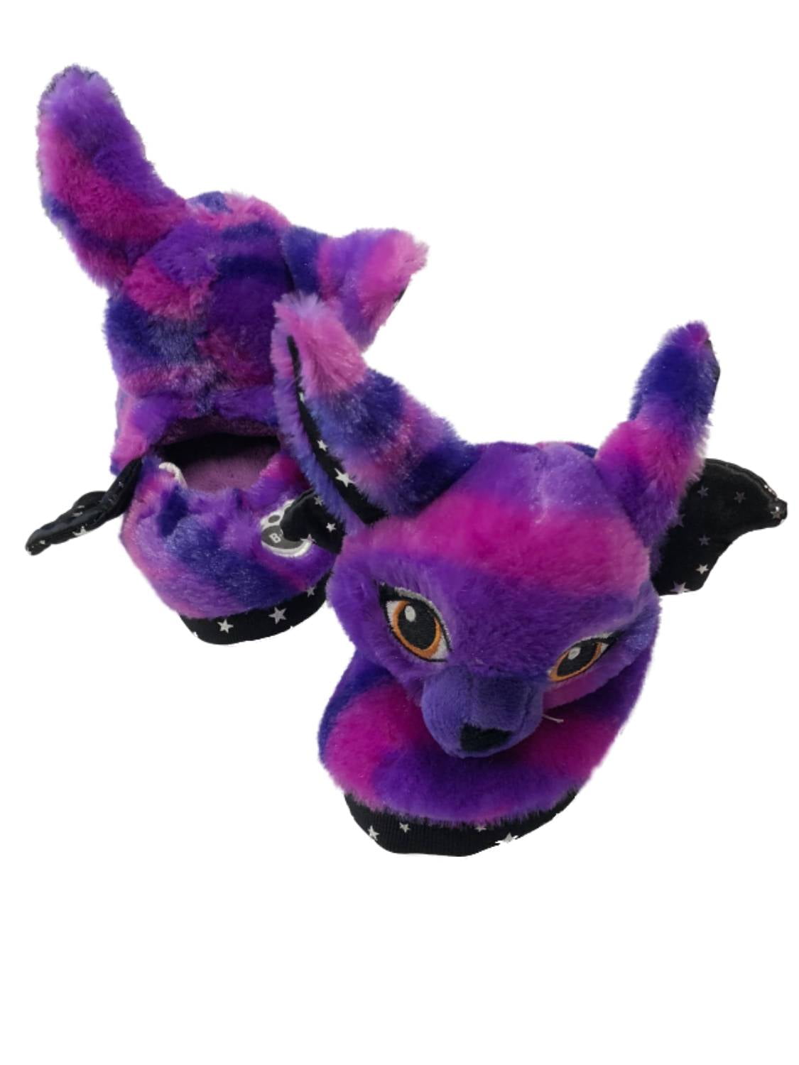 Girls Purple Bat Build A Bear Slippers Sparkle Star Halloween Shoes ...