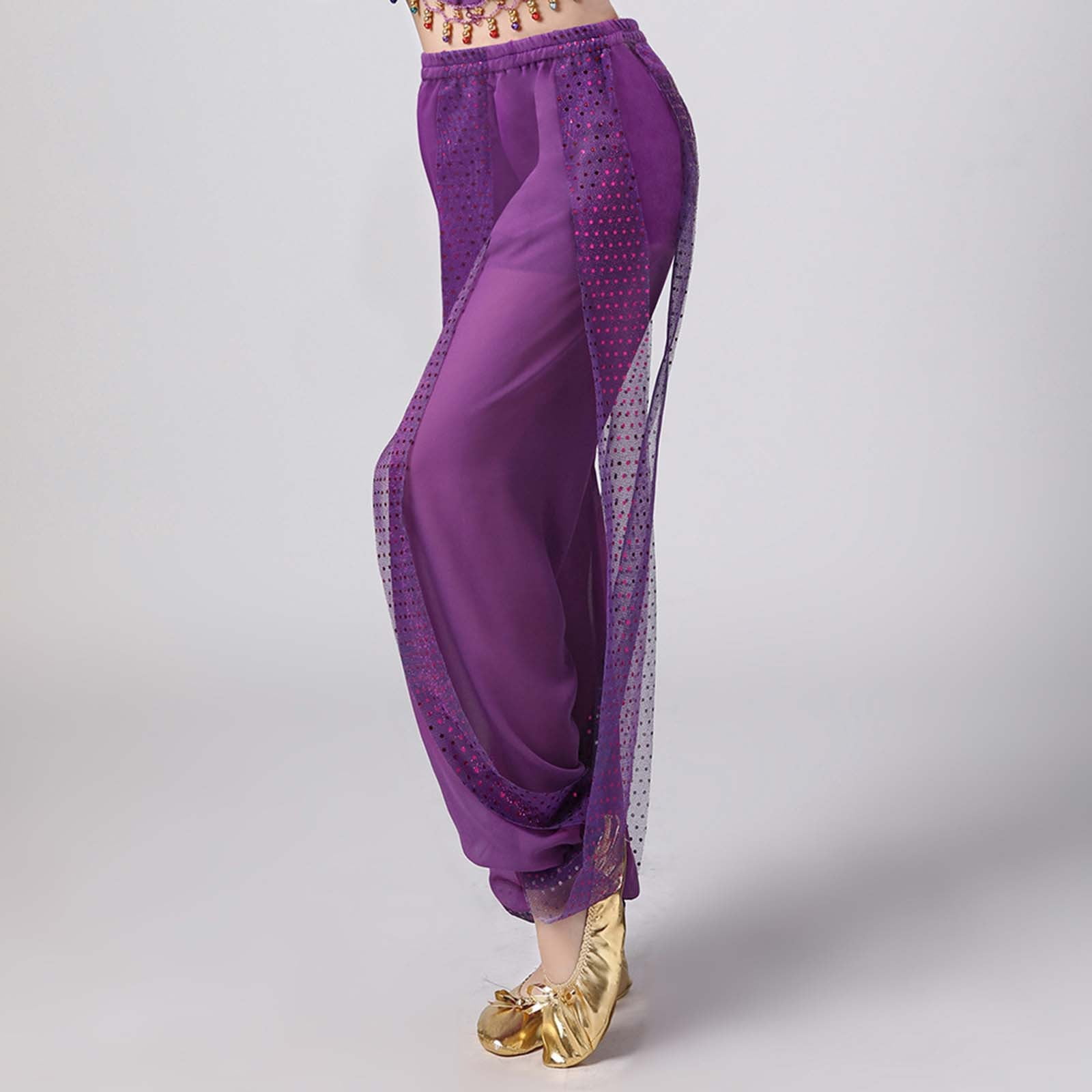 Girls Purple Pants Sequin Prom Pants Techwear Pants Mardi Gras Sports ...