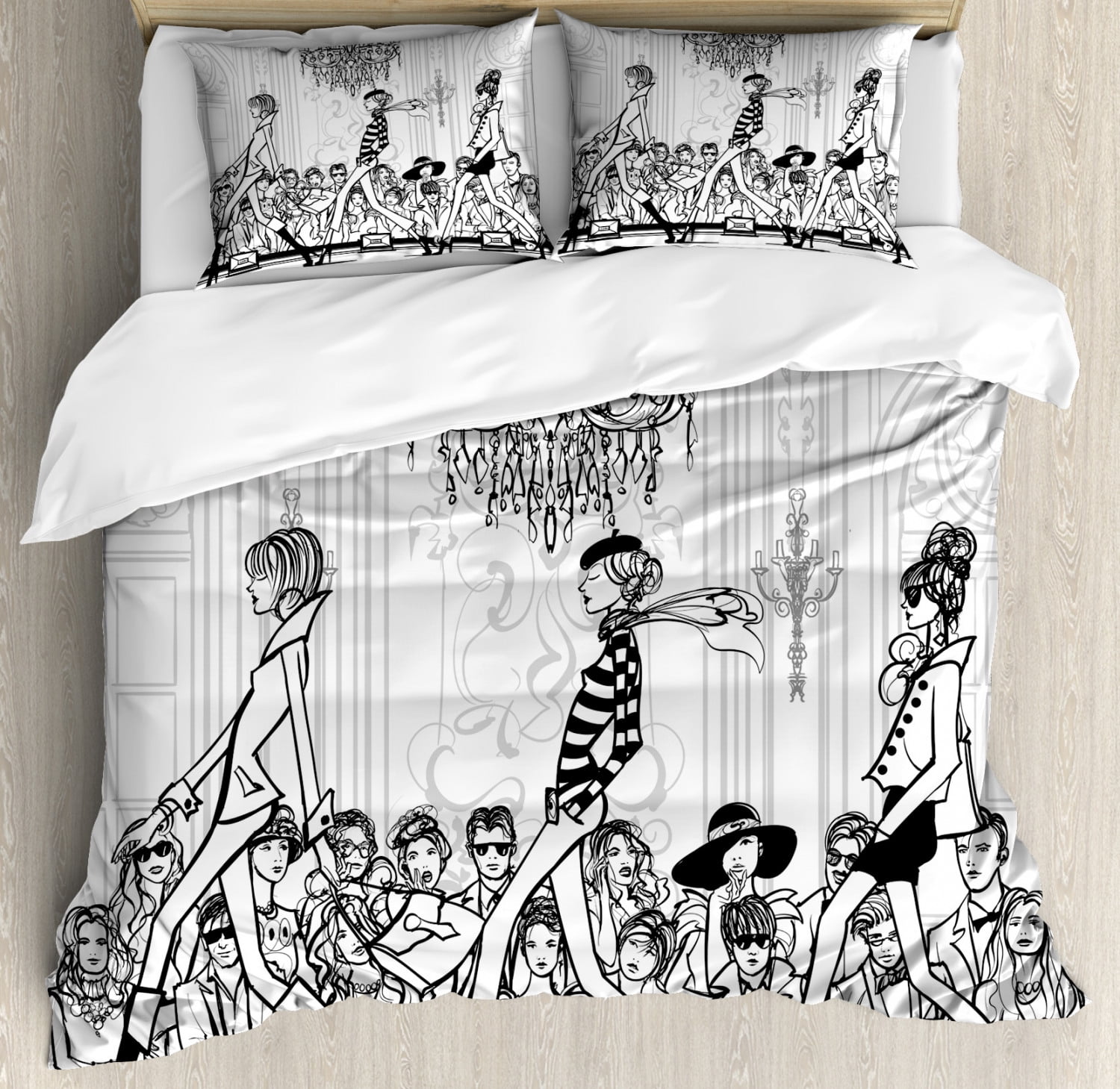 Girls Queen Size Duvet Cover Set, Fashion Show with Catwalk Mannequins ...