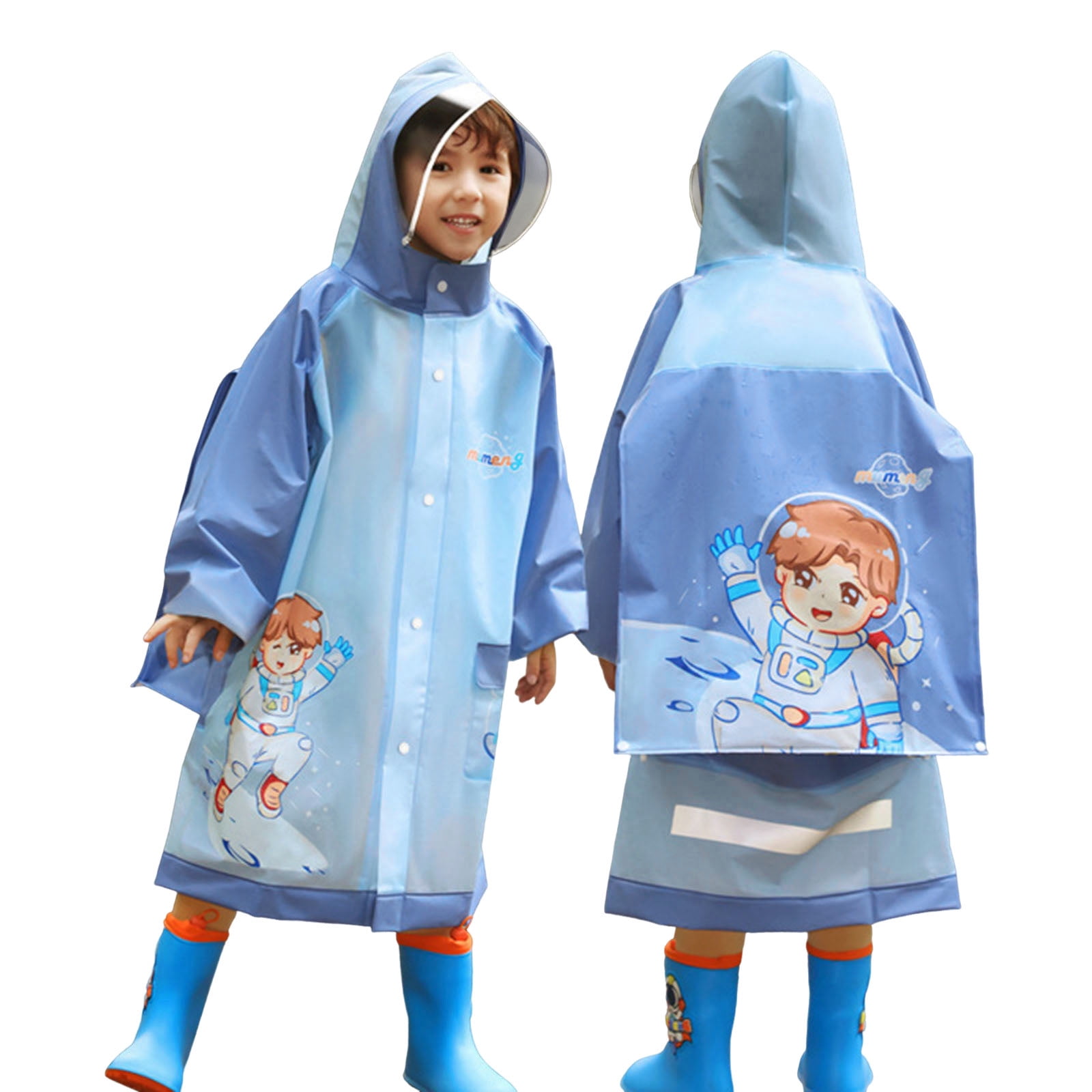 Girls Rain Jacket,Children Raincoat Boy Girl Cartoon Prints Eva Transparent Poncho With Hat ...