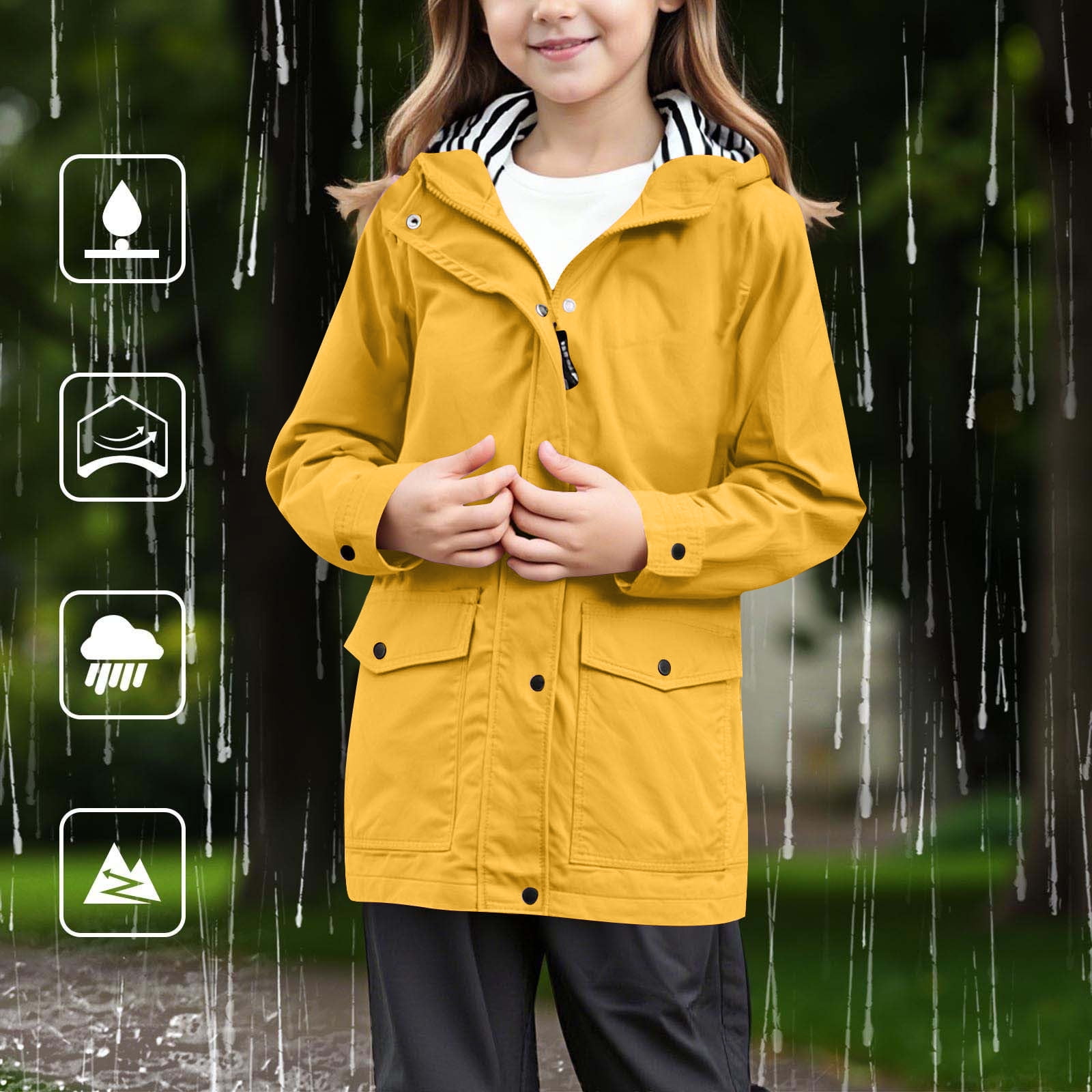 Girls Rain Jacket Kids Windbreaker Jacket Kids Ponchos Raincoats with ...