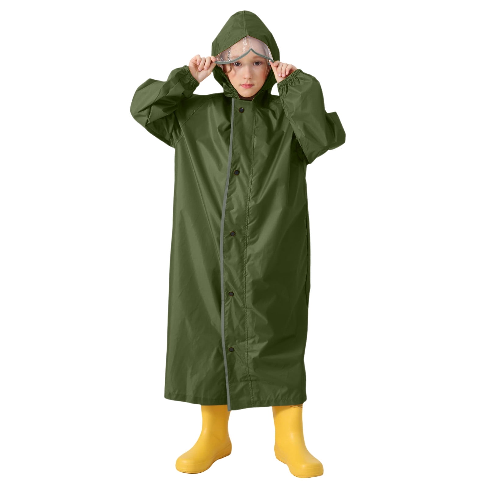 Girls Raincoat With Hood And School Bag Lightweight Long Rain Wear For ...