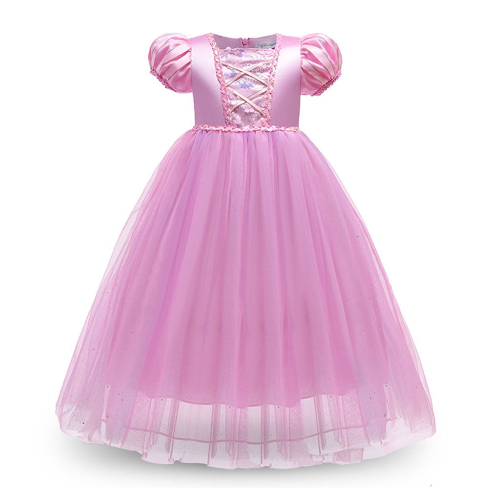 Girls Rapunzel Costume Princess Dress Halloween Fancy Party Dress ...