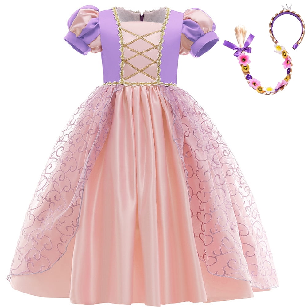 Girls Rapunzel Costume Princess Dress Up Clothes for Birthday Halloween ...
