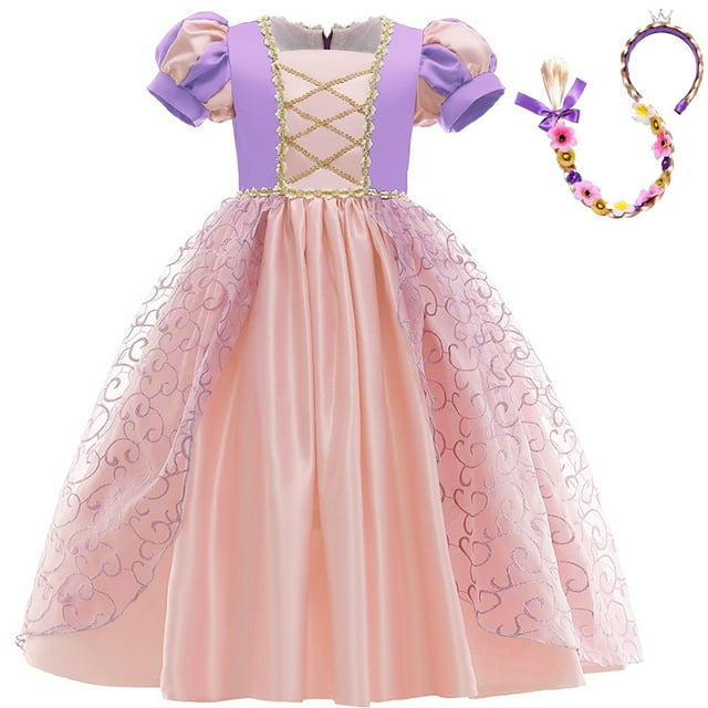Girls Rapunzel Costume Princess Dress Up Clothes for Birthday Halloween ...