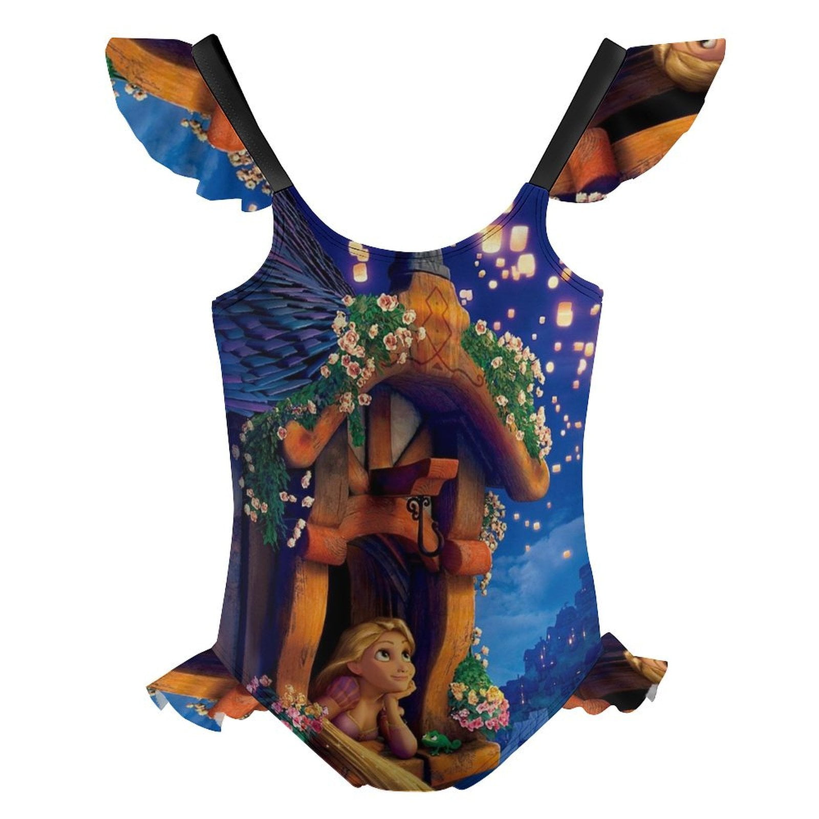 Girls Rapunz-e One Piece Swimsuit Kids Cute Ruffle Bathing Suit Cartoon ...