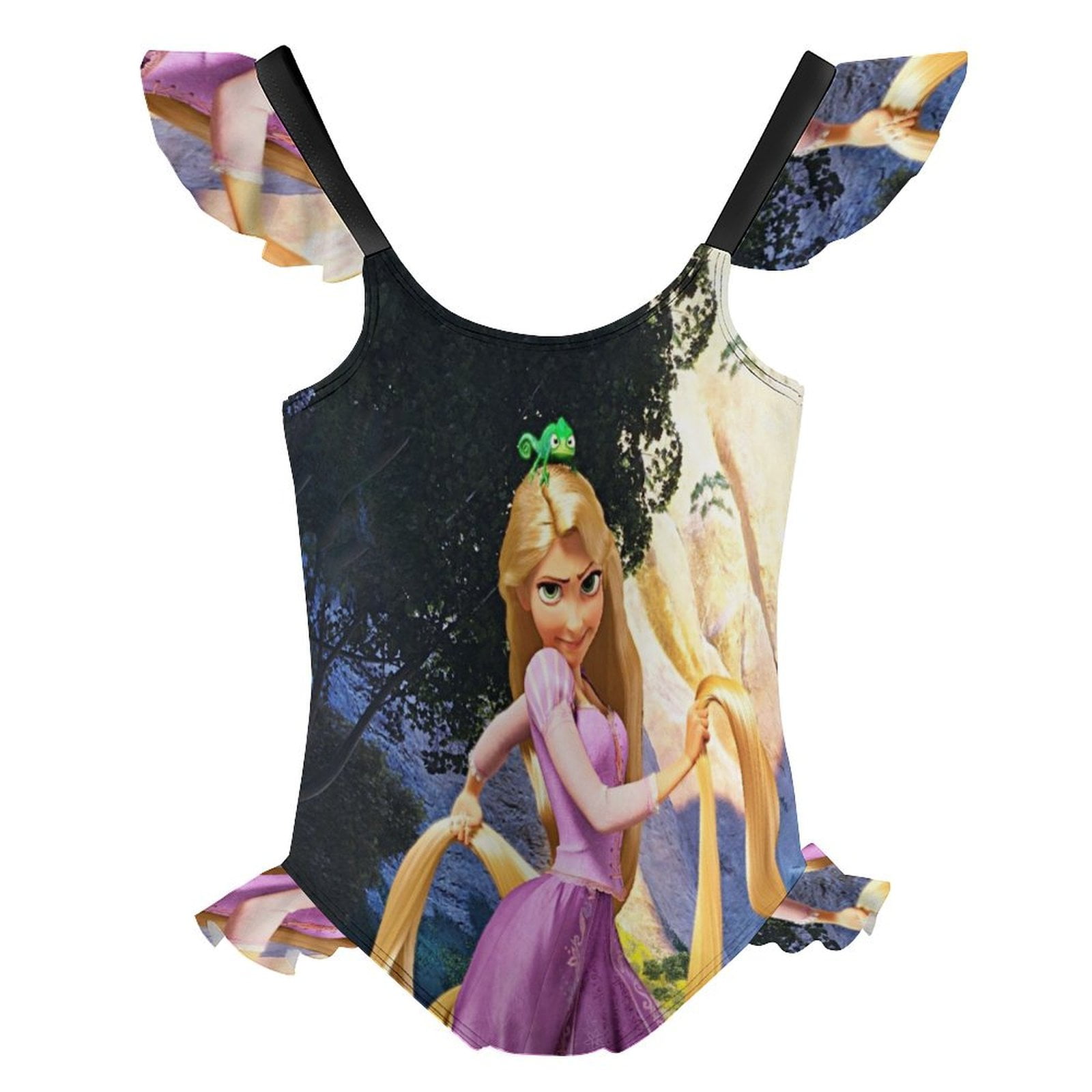Girls Rapunz-e One Piece Swimsuit Kids Cute Ruffle Bathing Suit Cartoon ...