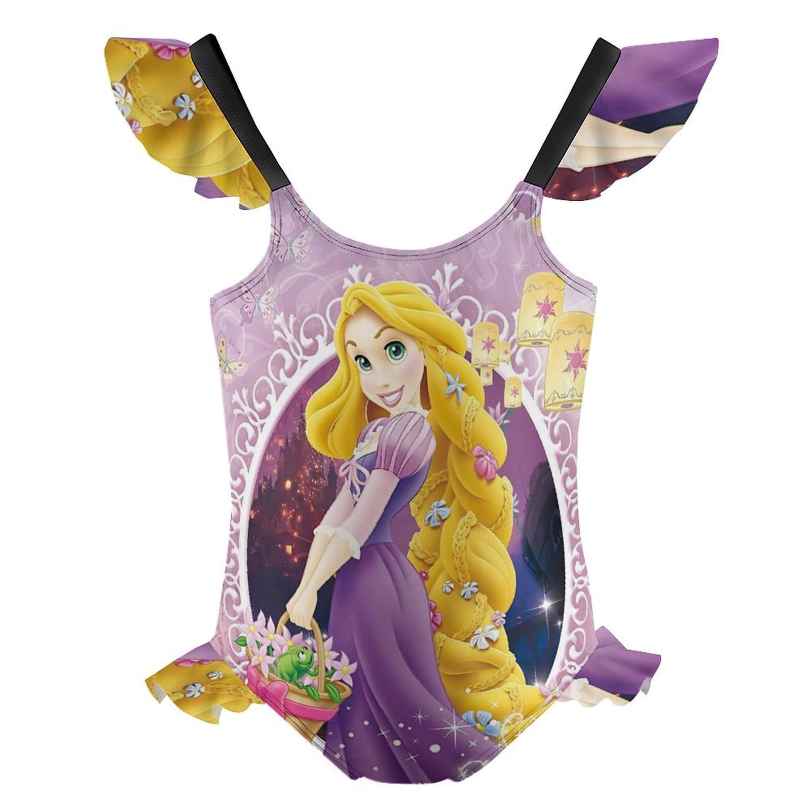 Girls Rapunz-e One Piece Swimsuit Kids Cute Ruffle Bathing Suit Cartoon ...