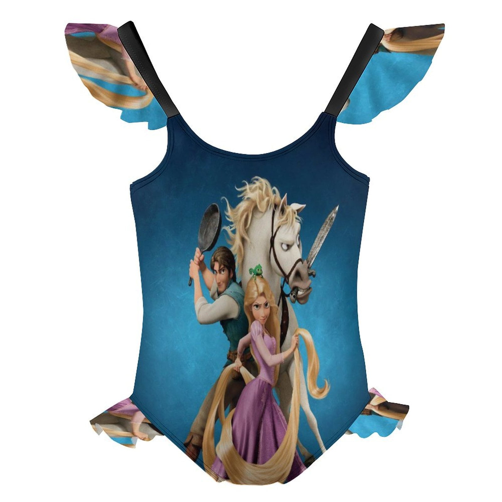 Girls Rapunz-e One Piece Swimsuit Kids Cute Ruffle Bathing Suit Cartoon ...