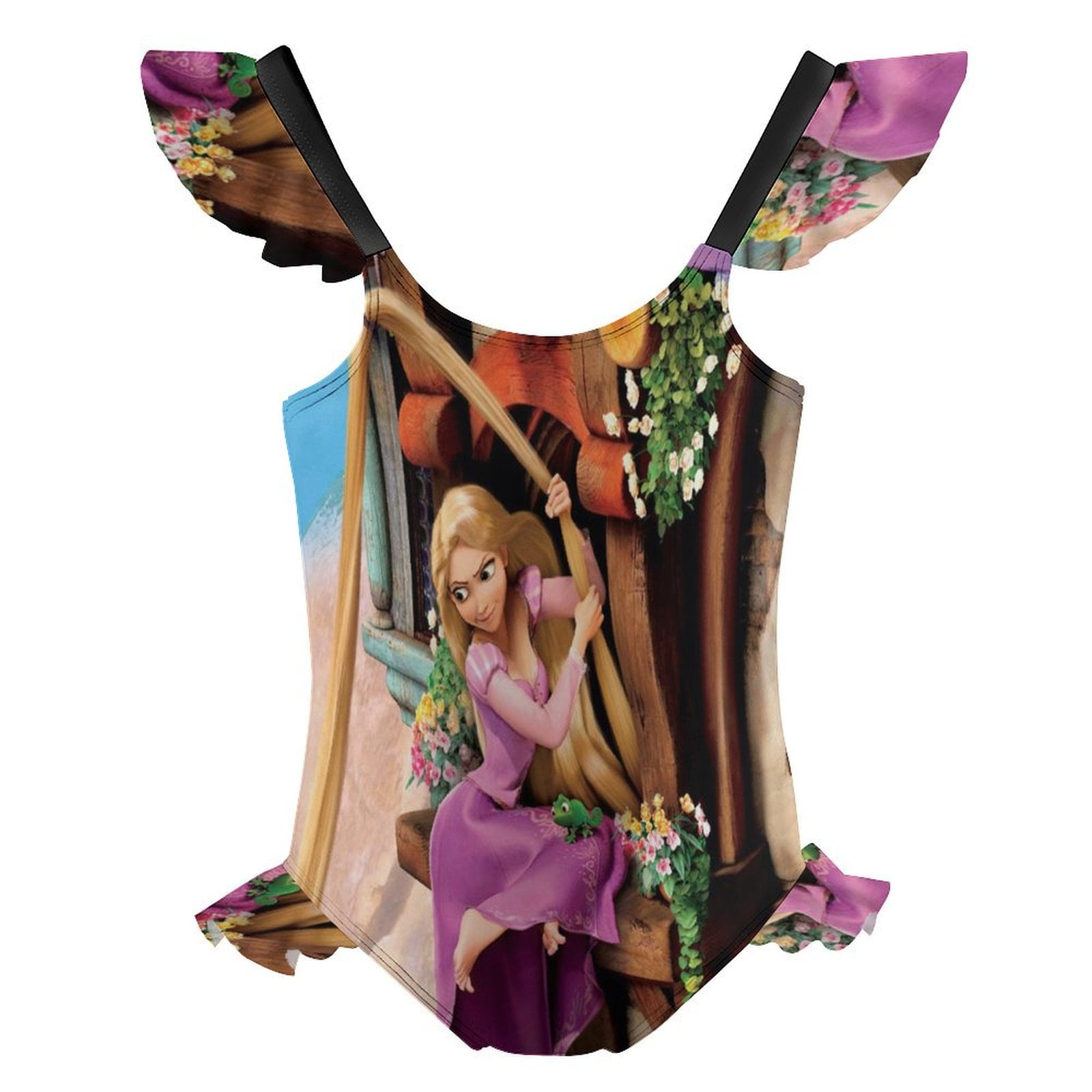 Girls Rapunz-e One Piece Swimsuit Kids Cute Ruffle Bathing Suit Cartoon ...