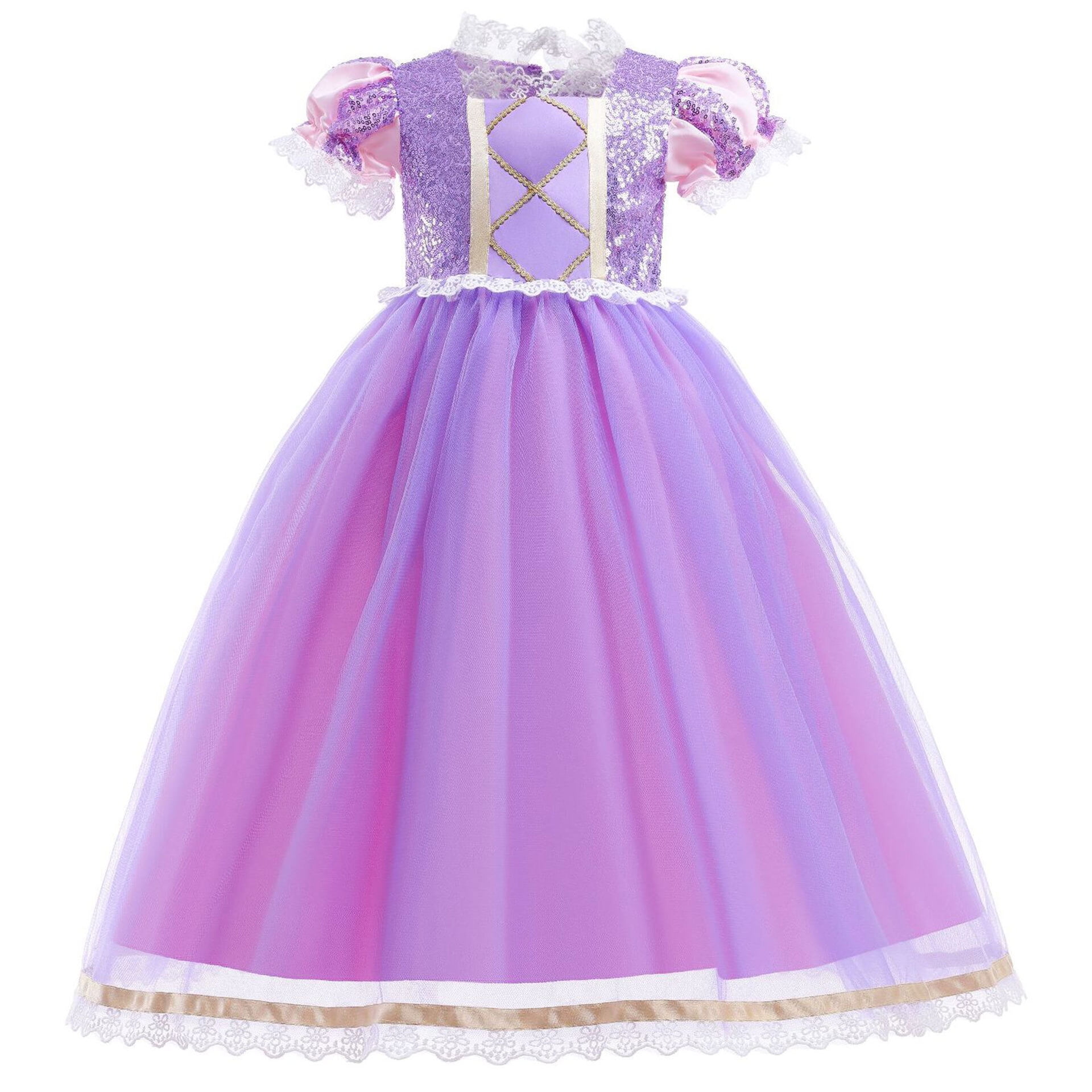 Girls Rapunzel Princess Dress Birthday Dress Up Little Sofia Costumes ...