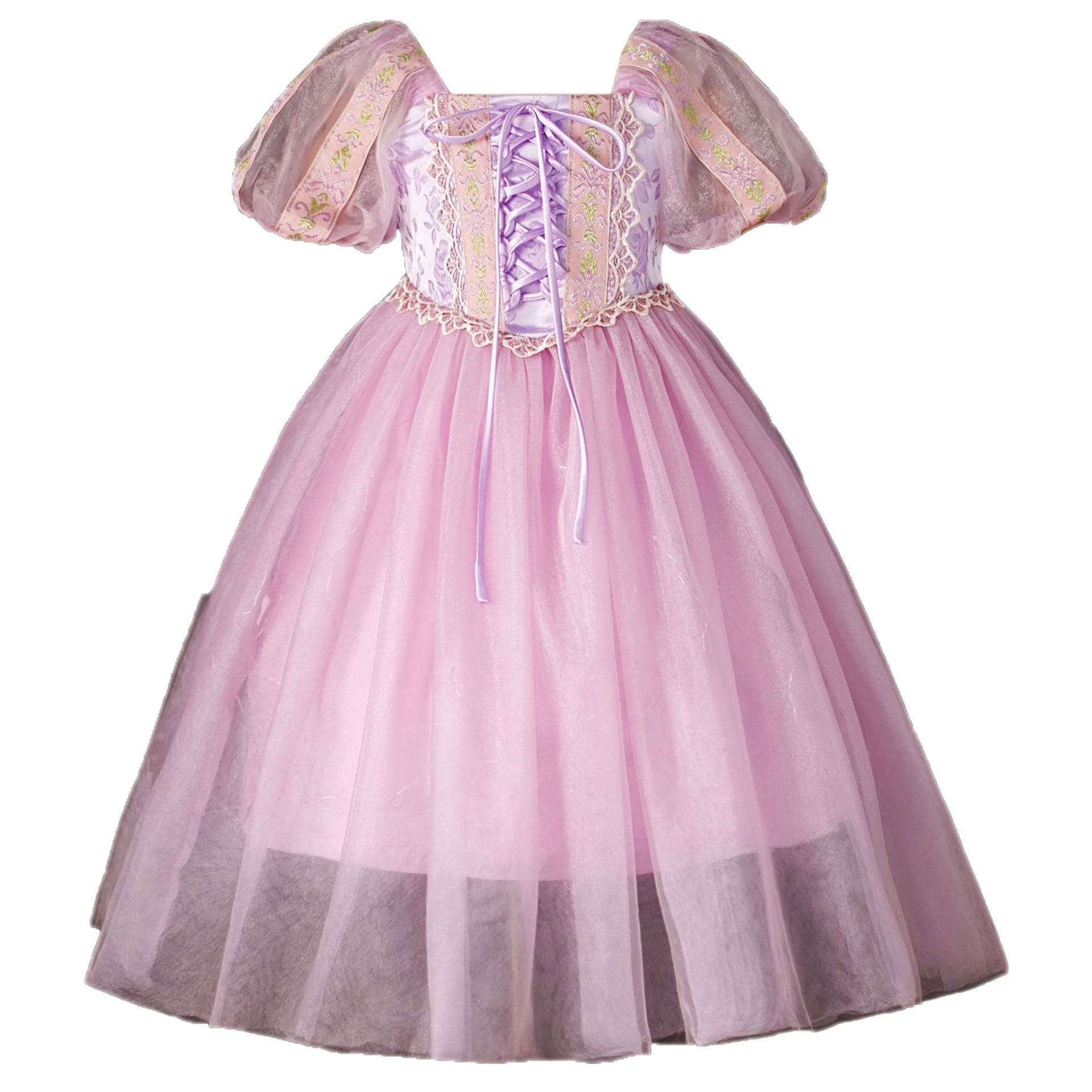 Girls Rapunzel Puff Sleeve Princess Dress Halloween Christmas Cosplay ...