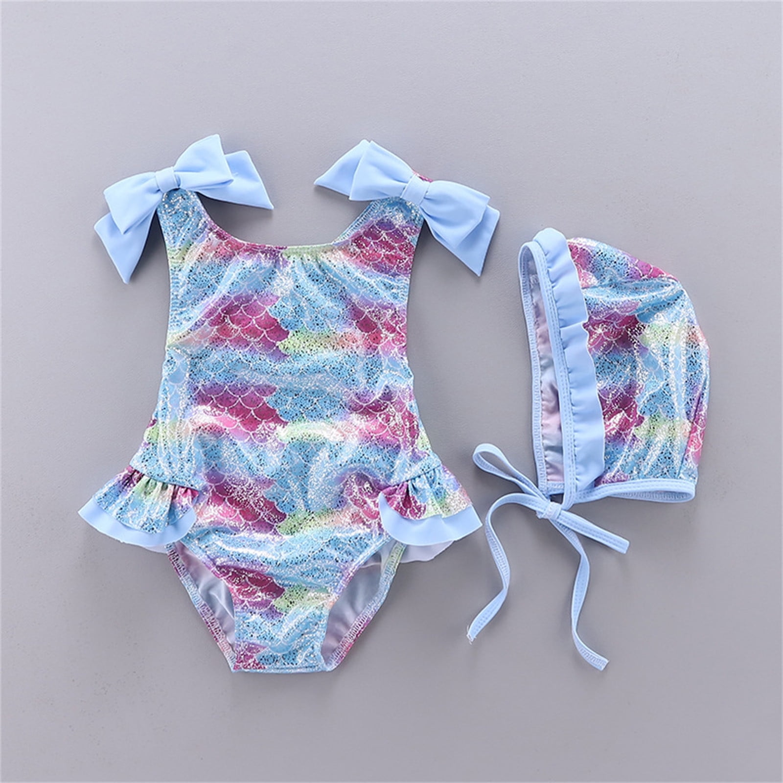 Girls' Rash Guard Sets Swimsuit Seven Colour Printed Rainbow Swimsuit ...